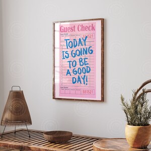 Trendy Wall Art Guest Check Poster Retro Wall Pink Decor, Bar Cart Art Trend Printable Art ...
