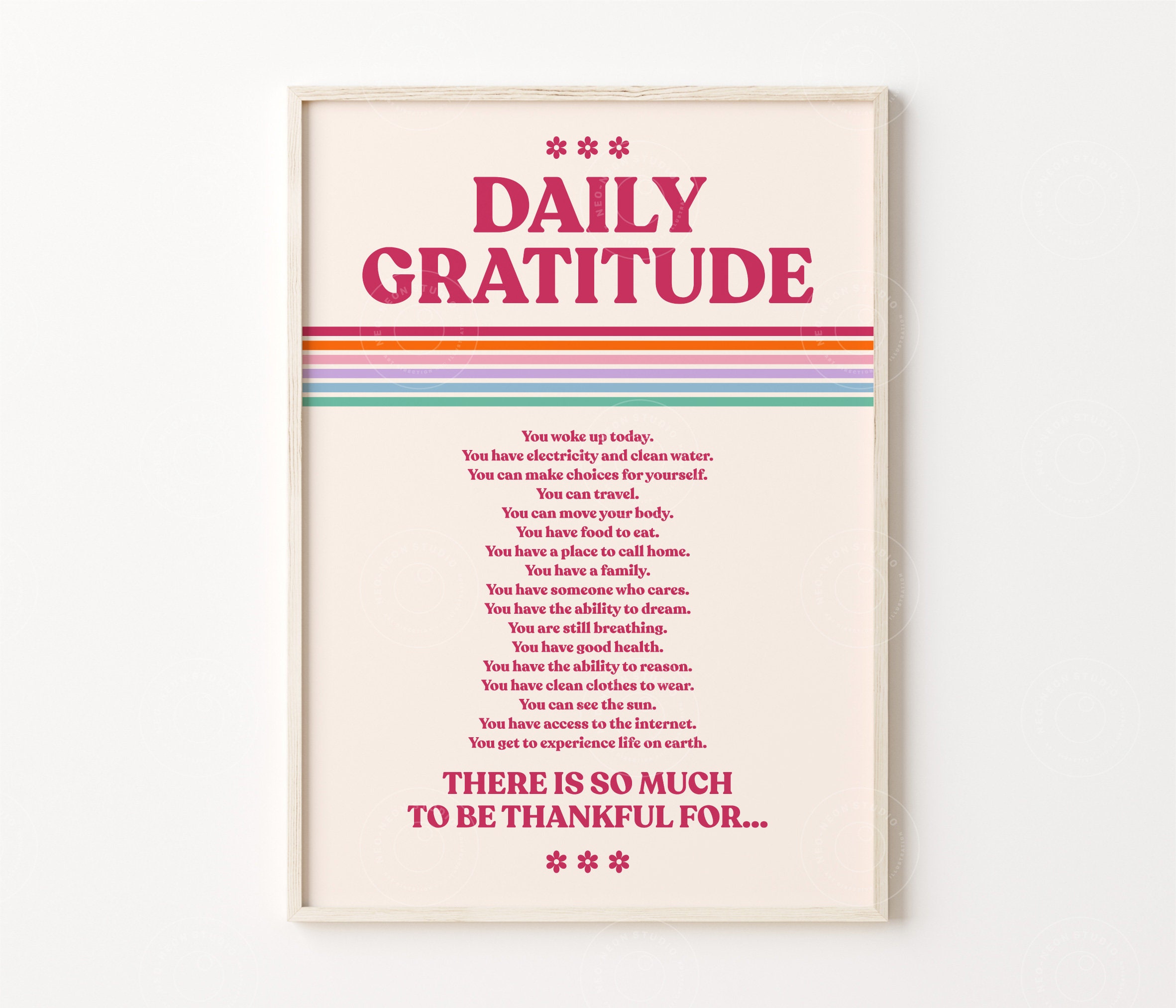 Daily Gratitude Poster Retro Wall Art Digital Download - Etsy