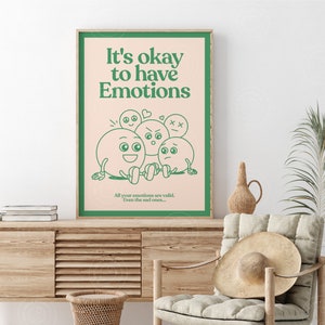 It's Okay to Have Emotions Print, Digital Download, Retro Quote Wall ...
