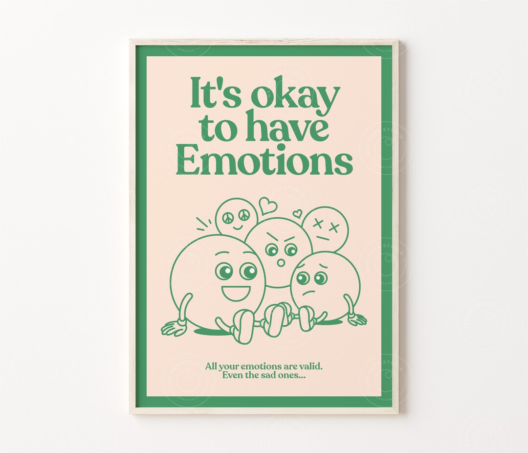 It's Okay to Have Emotions Print, Digital Download, Retro Quote Wall ...