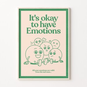 It's Okay to Have Emotions Print, Digital Download, Retro Quote Wall ...