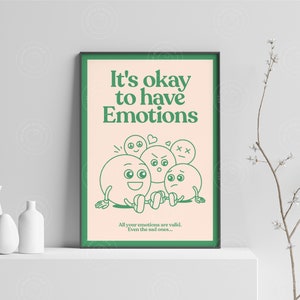 It's Okay to Have Emotions Print, Digital Download, Retro Quote Wall ...