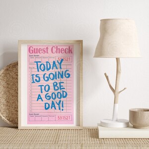 Trendy Wall Art Guest Check Poster Retro Wall Pink Decor, Bar Cart Art Trend Printable Art ...
