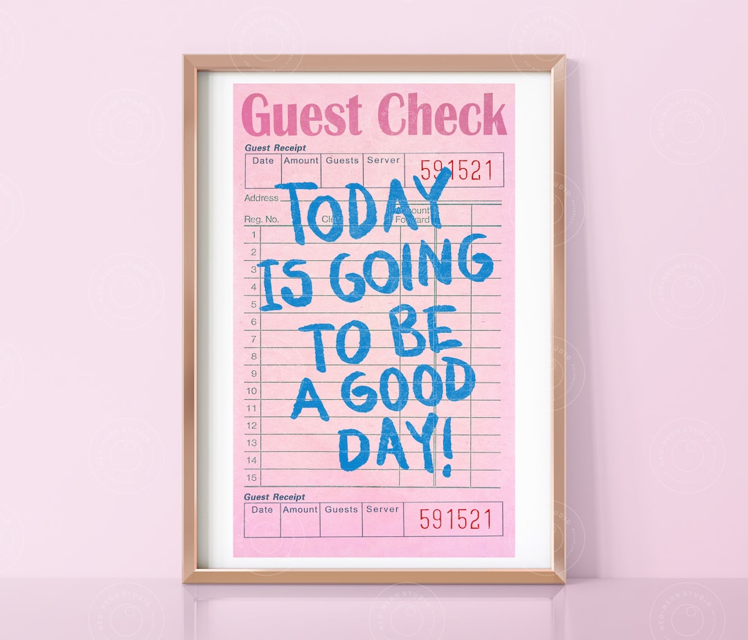 Trendy Wall Art Guest Check Poster Retro Wall Pink Decor, Bar Cart Art ...