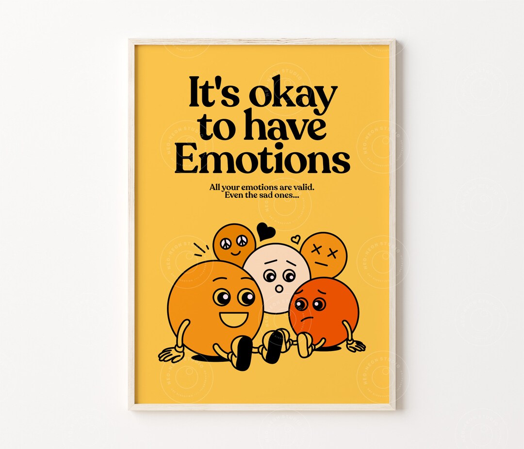 It's Okay to Have Emotions Print, Digital Download, Retro Quote Wall ...