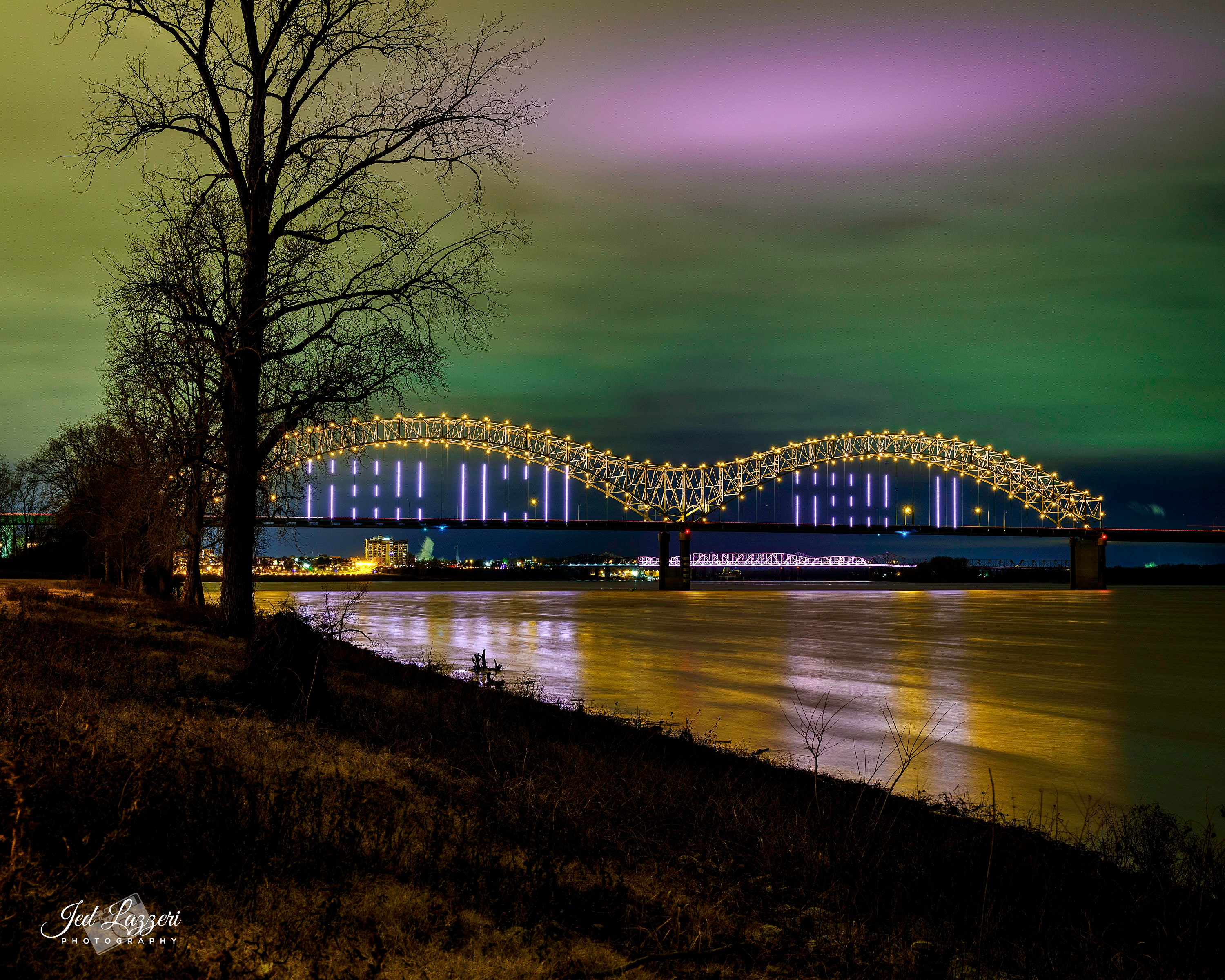 Night-time Skyline of the M Bridge in Memphis, TN. Photographic Print ...