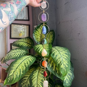 7 Chakra Crystal Gemstone Indoor Wall Hanger Hanging | Boho Home Decor ...