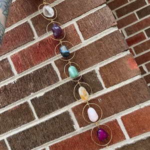 7 Chakra Crystal Gemstone Indoor Wall Hanger Hanging | Boho Home Decor ...