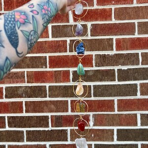 7 Chakra Crystal Gemstone Indoor Wall Hanger Hanging | Boho Home Decor ...