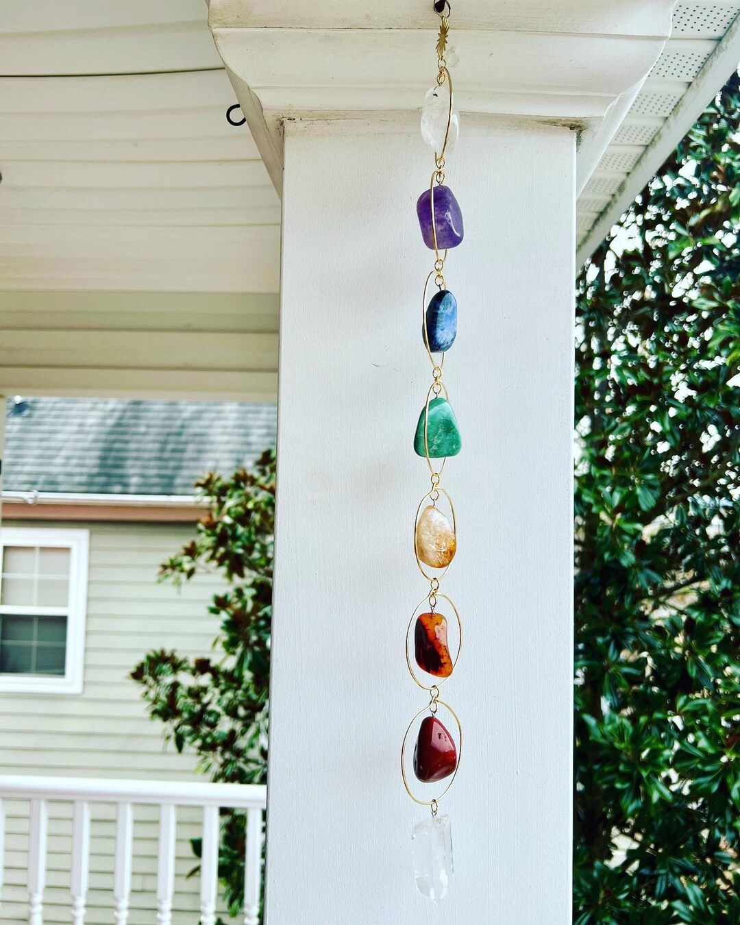 7 Chakra Crystal Gemstone Indoor Wall Hanger Hanging | Boho Home Decor ...