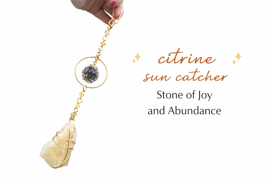 Citrine Sun Catcher • Stone of Joy and Abundance • Raw Citrine Crystal ...