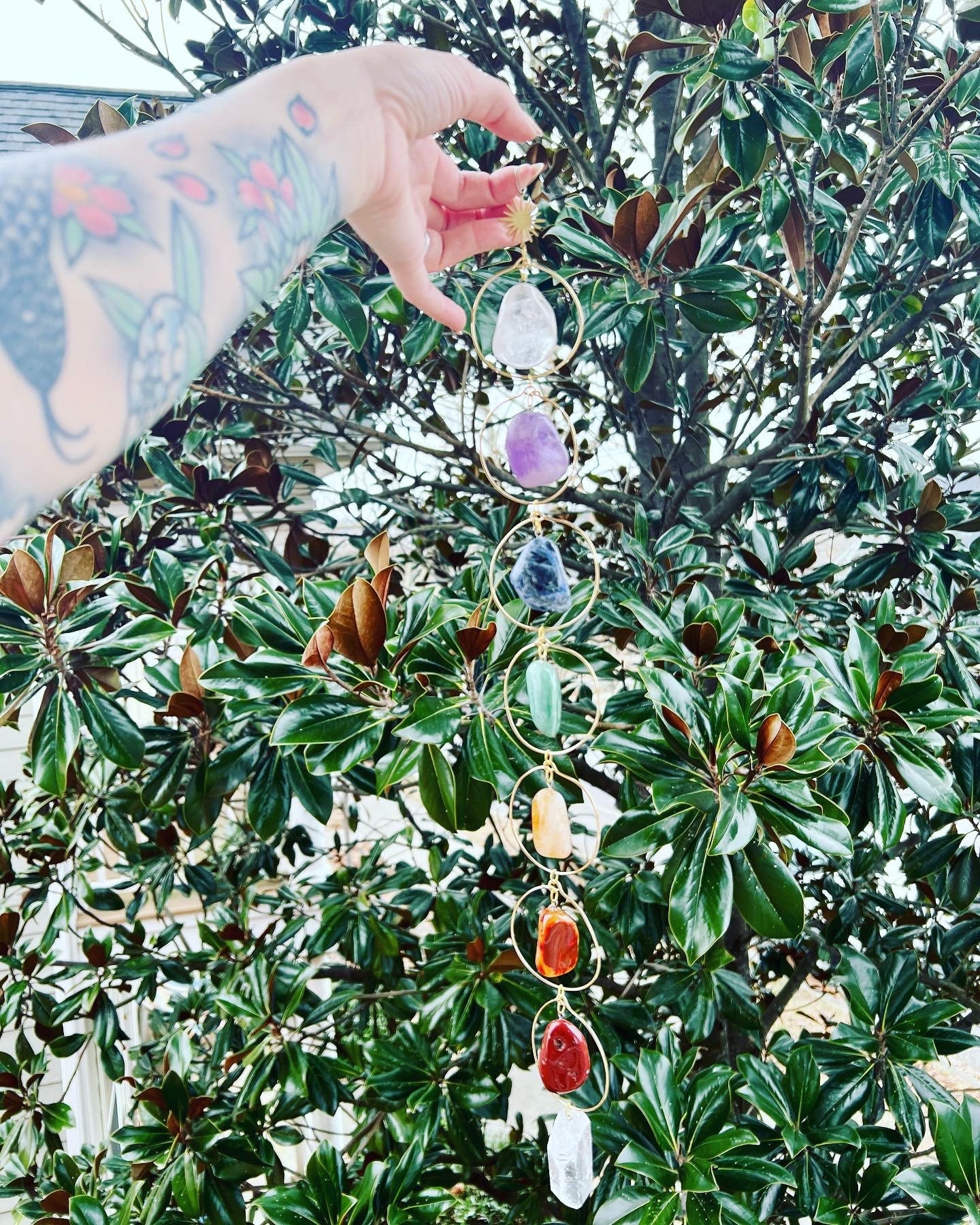 7 Chakra Crystal Gemstone Indoor Wall Hanger Hanging Boho - Etsy