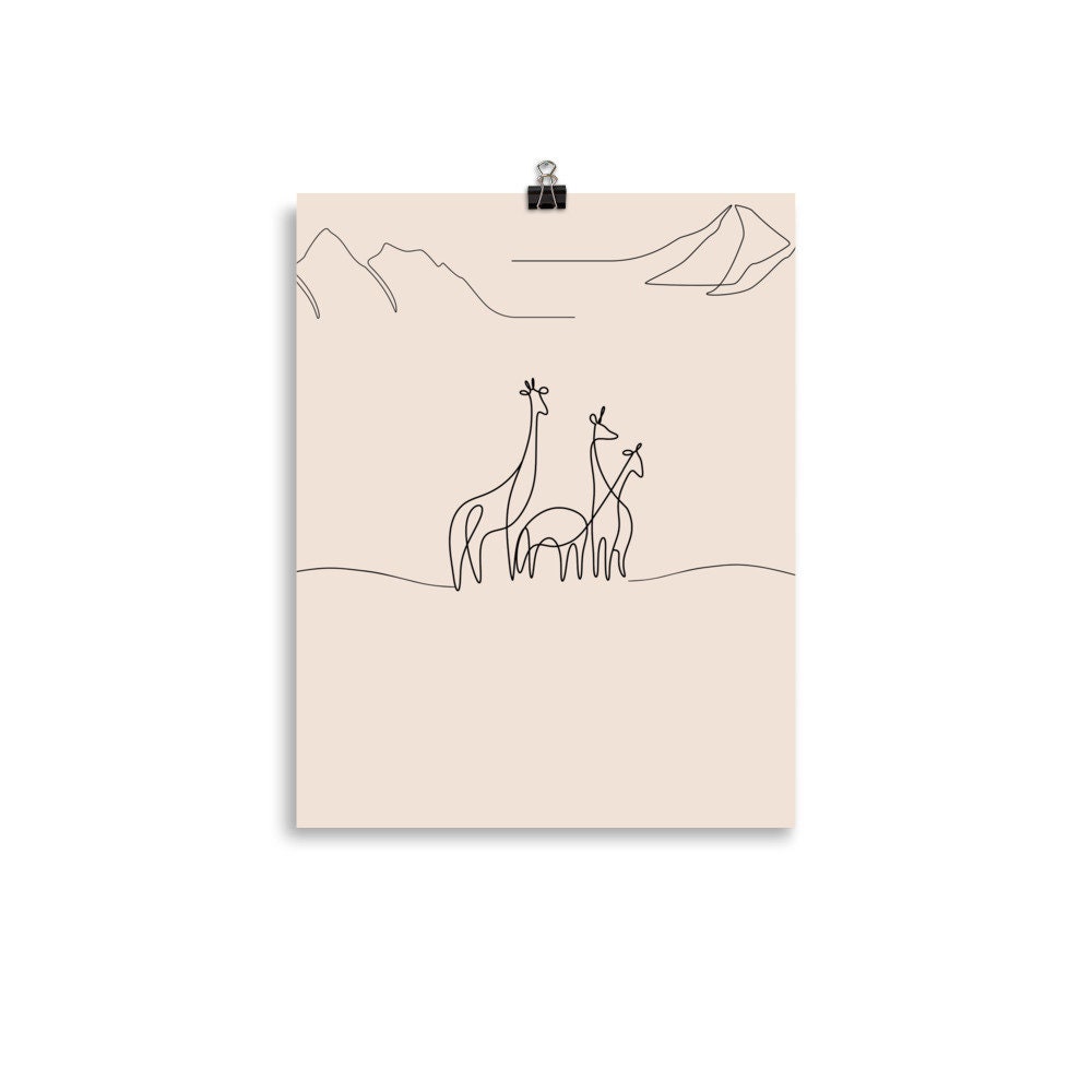 Giraffe Line Art, One Line Art, Minimal Giraffe, Safari Art, Giraffe ...