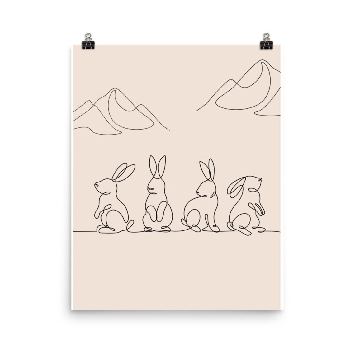 Bunny Line Art One Line Art Woodland Print Art Bunny Print - Etsy