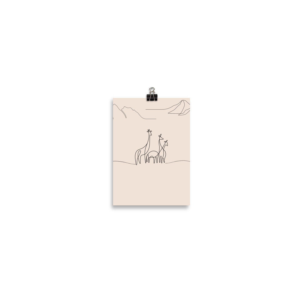 Giraffe Line Art, One Line Art, Minimal Giraffe, Safari Art, Giraffe ...