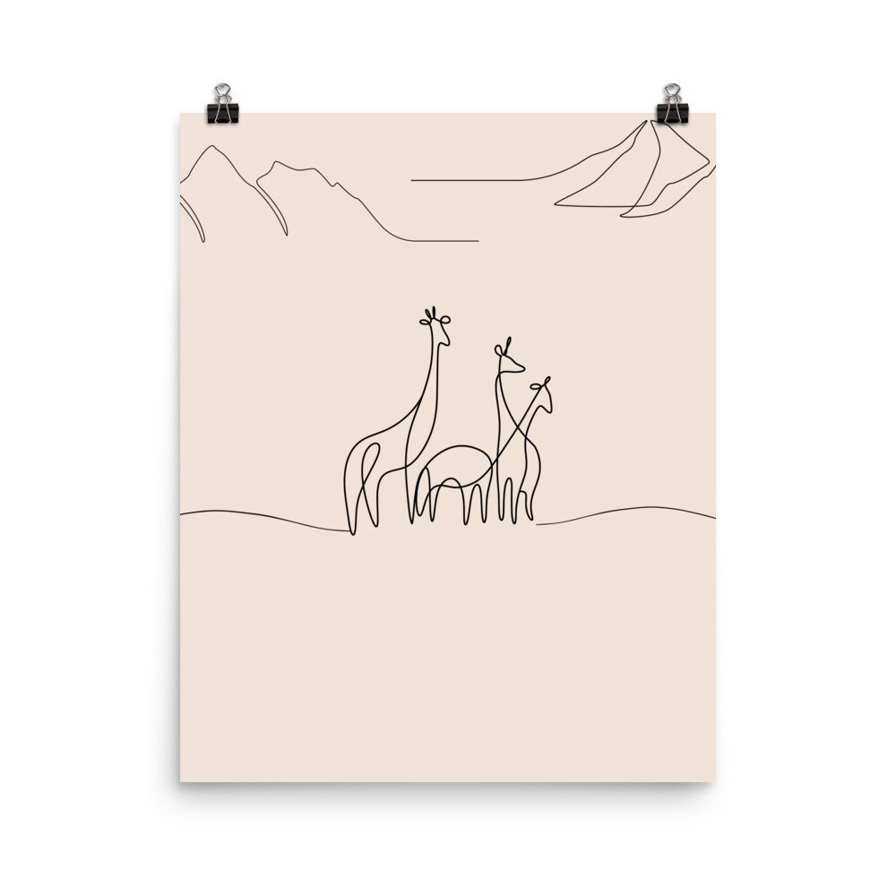 Giraffe Line Art, One Line Art, Minimal Giraffe, Safari Art, Giraffe ...