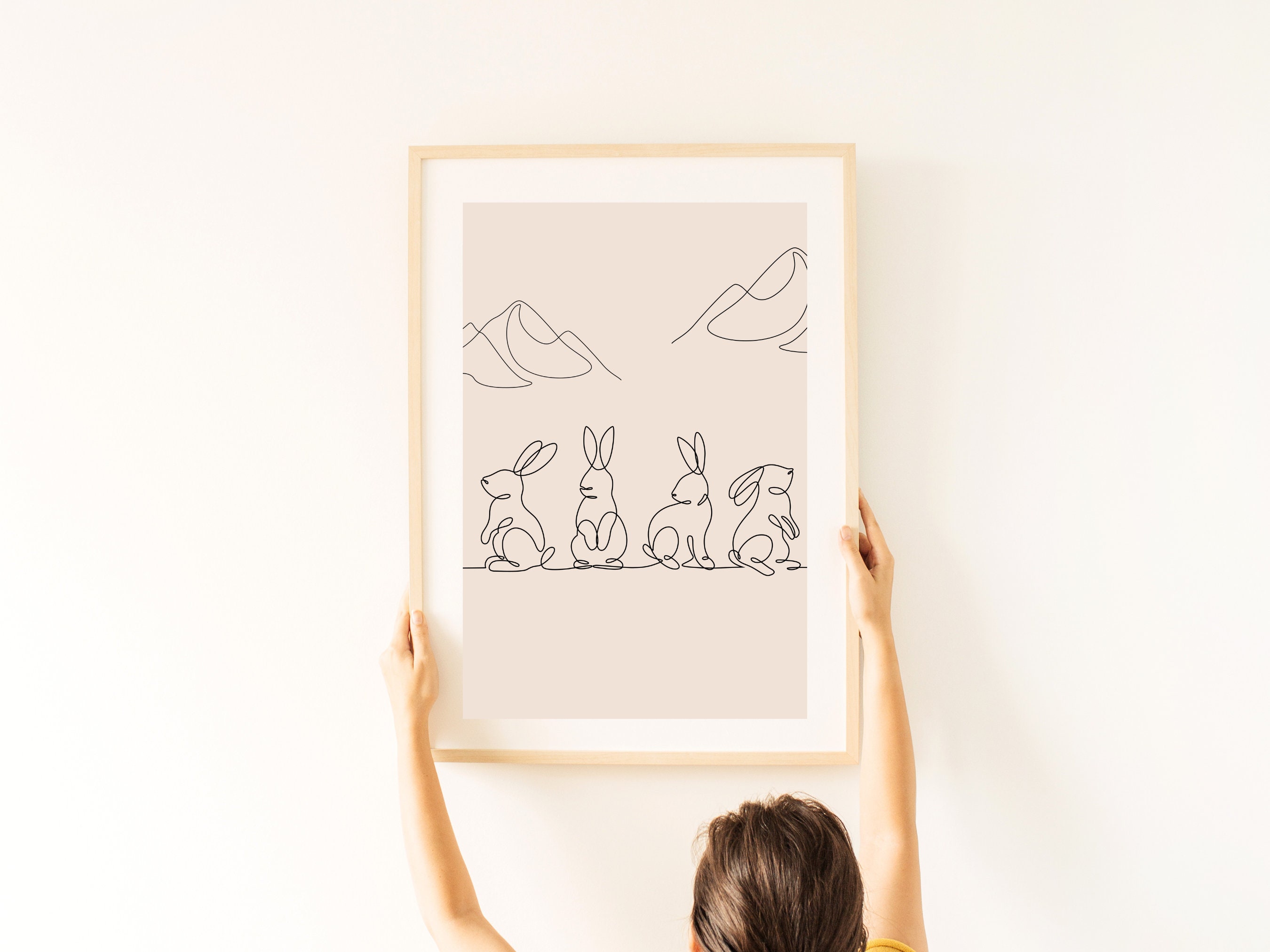 Bunny Line Art One Line Art Woodland Print Art Bunny Print - Etsy