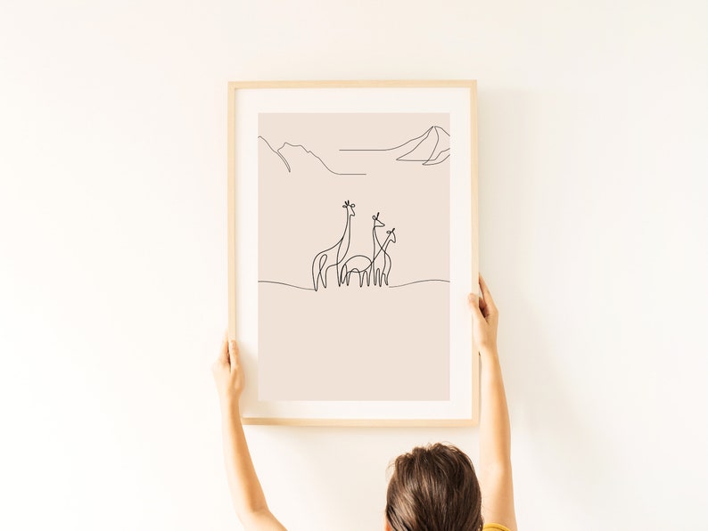 Giraffe Line Art, One Line Art, Minimal Giraffe, Safari Art, Giraffe ...