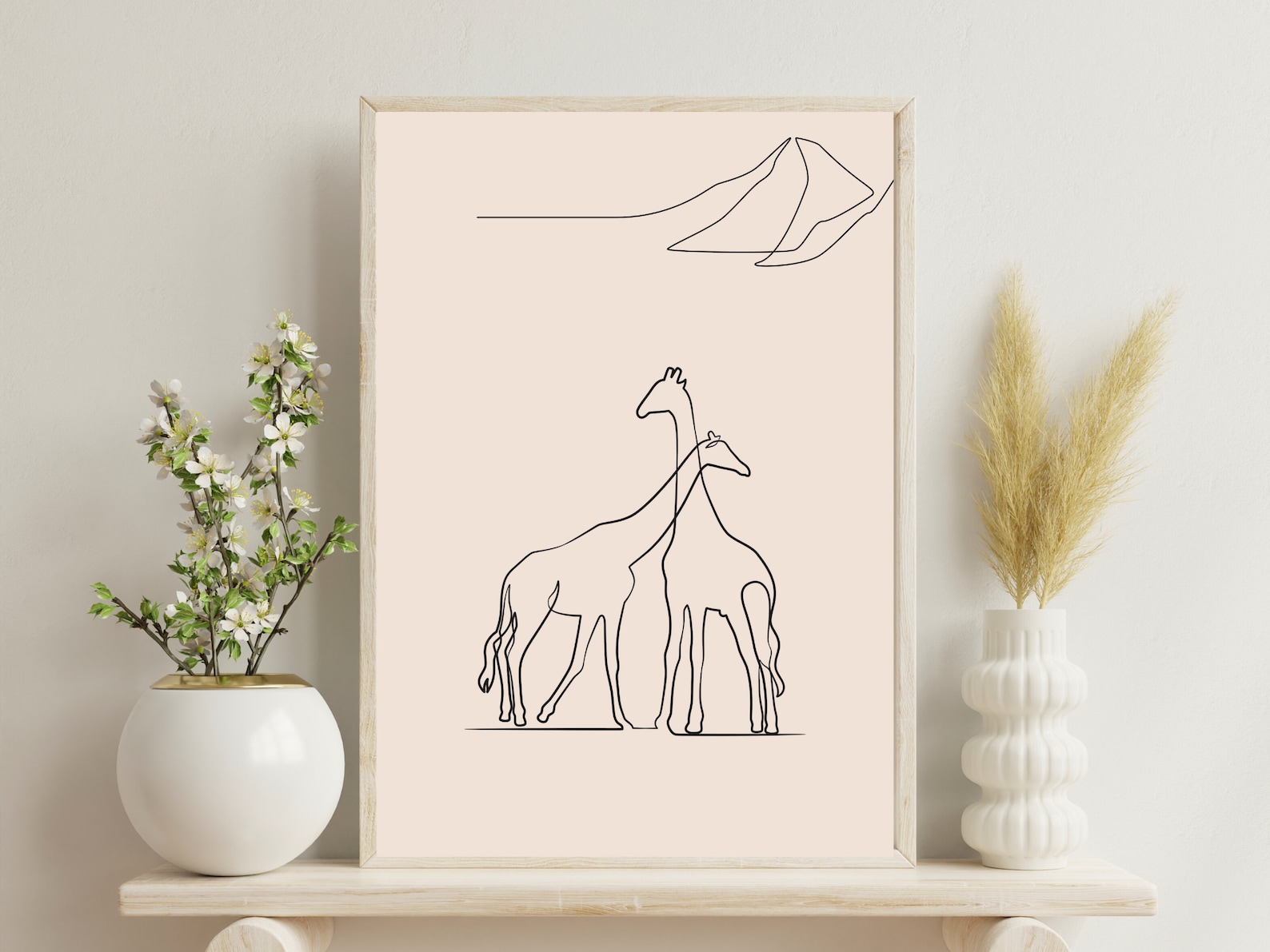Giraffe Line Art, Minimal Giraffe, Safari Print Art, Giraffe Print, One ...
