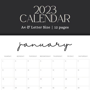 Printable 2023 Calendar PDF Digital Download Monthly Planner Year ...