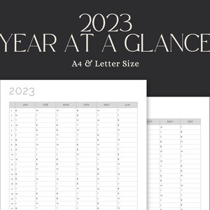 2023 Year at A Glance Printable 2023 Overview 2023 Yearly Calendar PDF ...