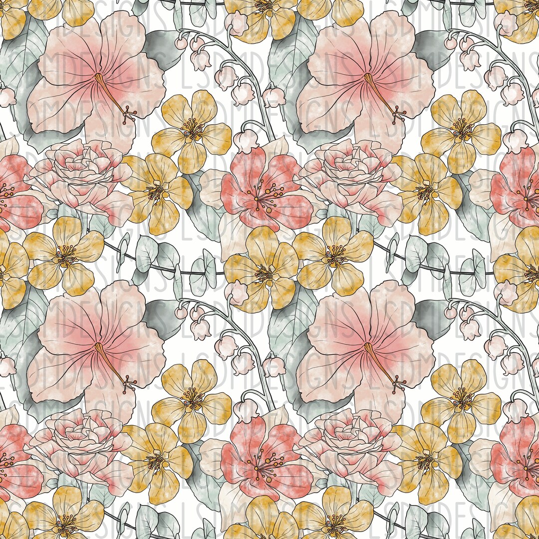 Retro Floral Seamless File - Etsy