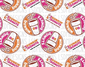 Coffee and Donuts Digital Paper, Pink, Gold, Orange, Printable, Brown ...