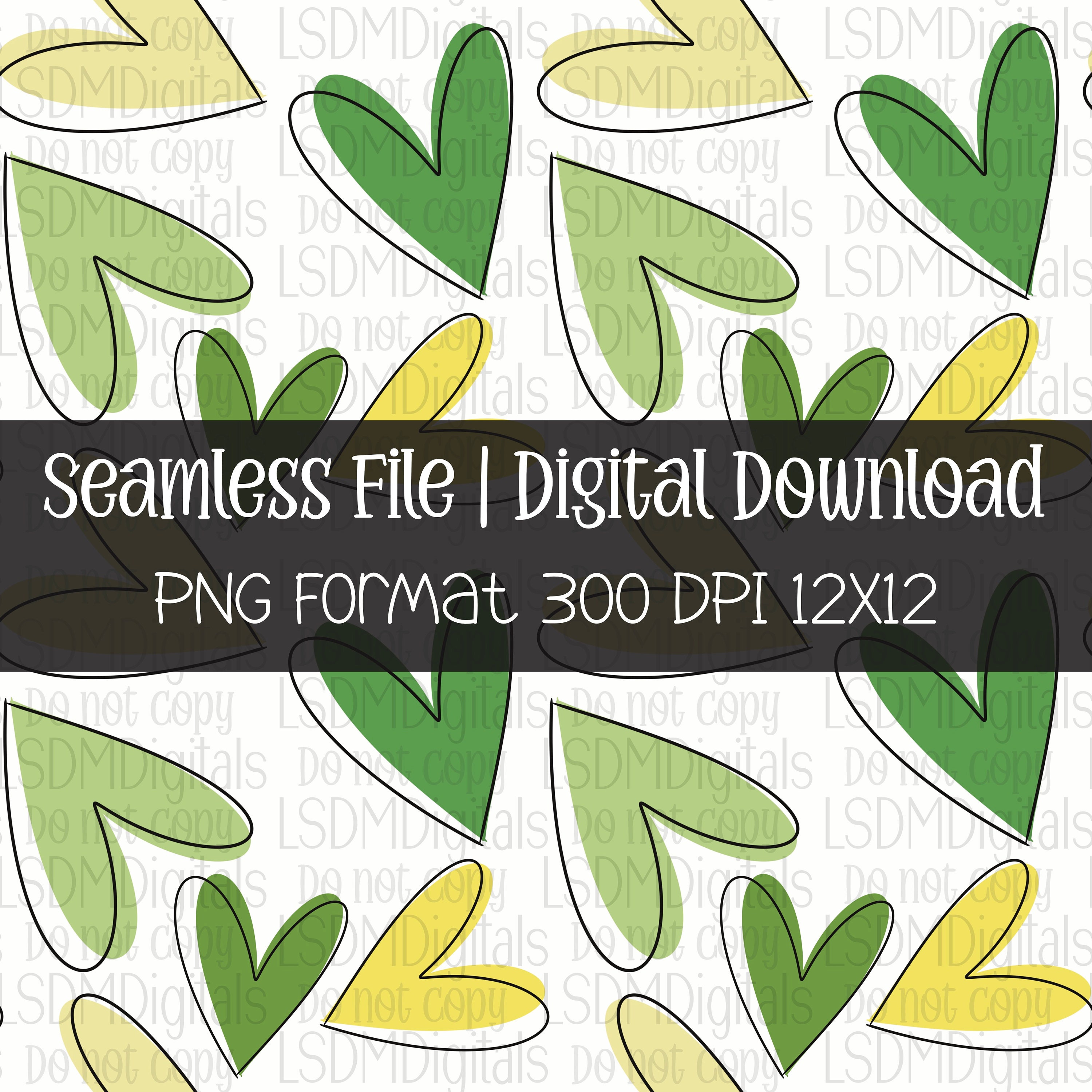 HAND DRAWN Green Hearts | Hearts Png | Love Png | Seamless File ...