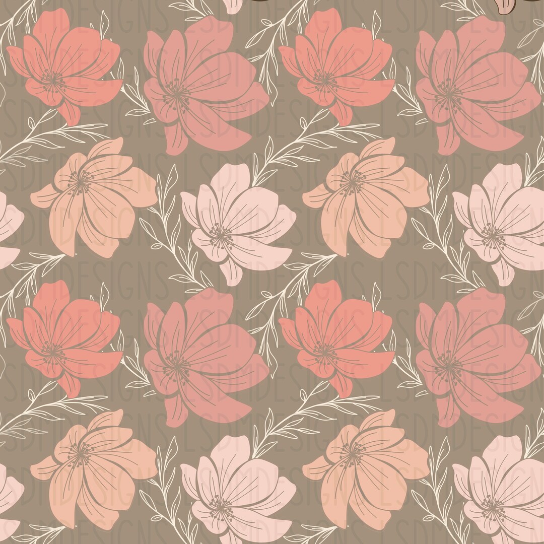 Muted Florals Seamless File, Hand Drawn - Etsy