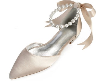 Flat Wedding Shoes - Etsy UK