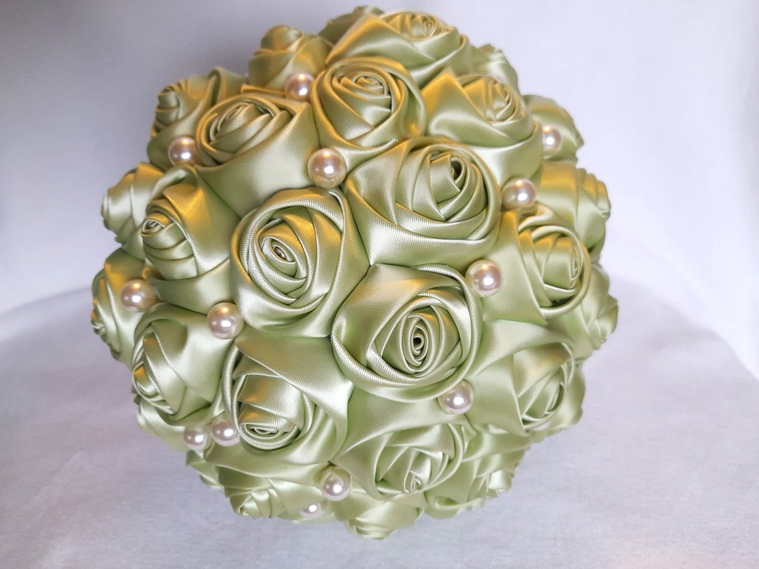 Sage Green Satin Rose Bouquet: A Timeless Wedding Essential Adorned ...