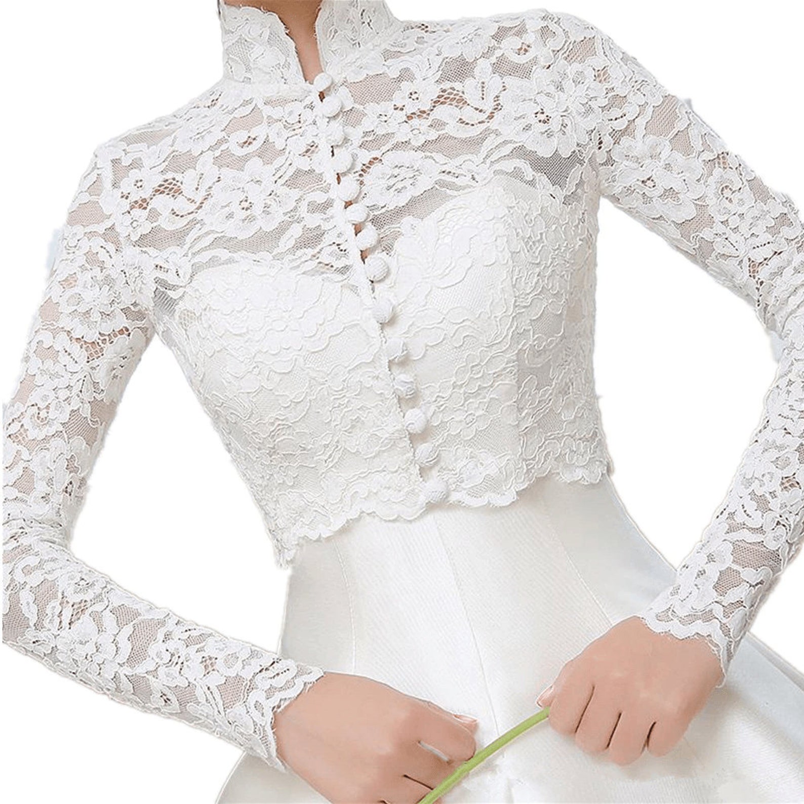 White or Ivory Lace Bolerolong Sleeve Jacketbridal Bolero - Etsy