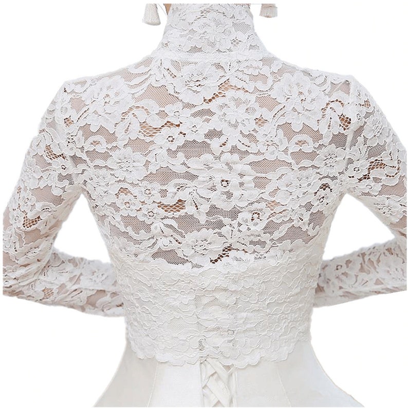 White or Ivory Lace Bolero,long Sleeve Jacket,bridal Bolero - Etsy