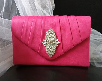 Zipper Clutch, Fuchsia and Black Floral Design Zipper Purse, Hot Pink ...