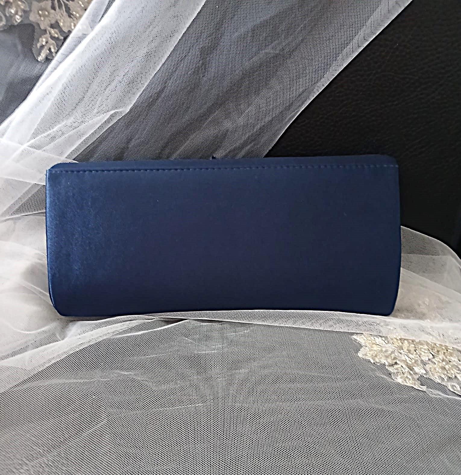 Navy Blue Satin Evening Clutch: Floral Wedding Handbag - Etsy