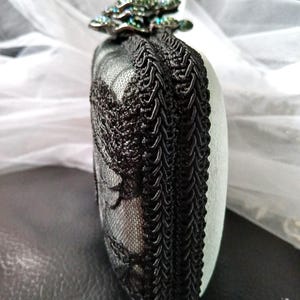 Sage Green and Black Velvet Gothic Clutch Bag With Butterflies and ...