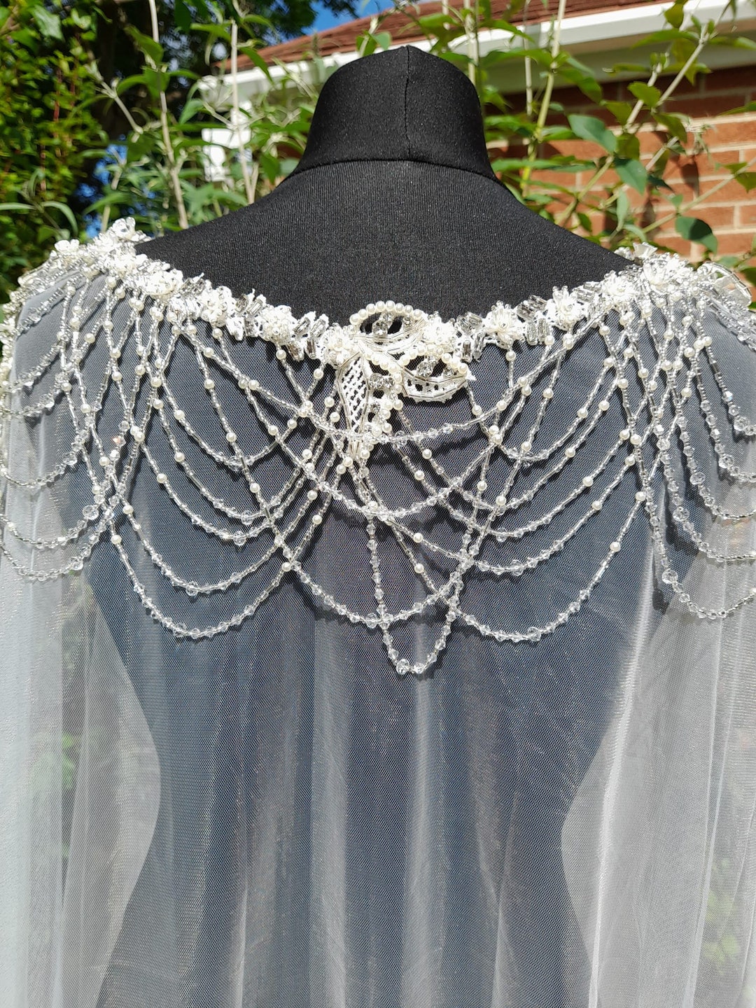 Off-white Wedding Cape Veil,beaded Cloak,cathedral Wrap - Etsy