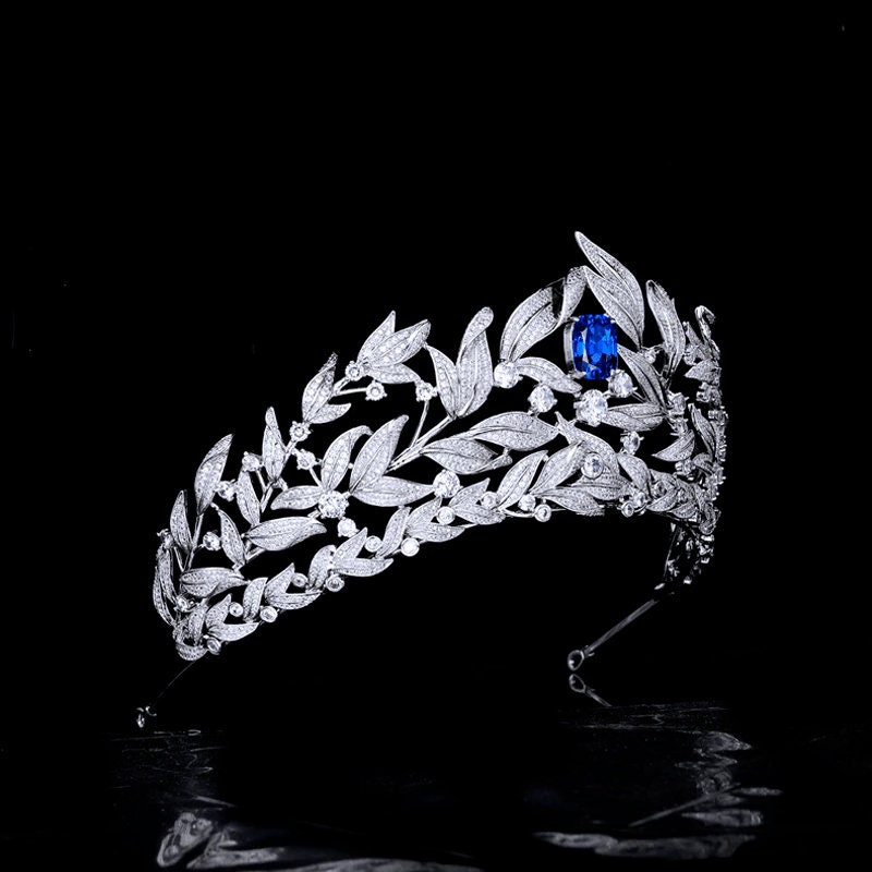Royal Blue Tiarasilver Bridal Tiarawedding Headpiece - Etsy