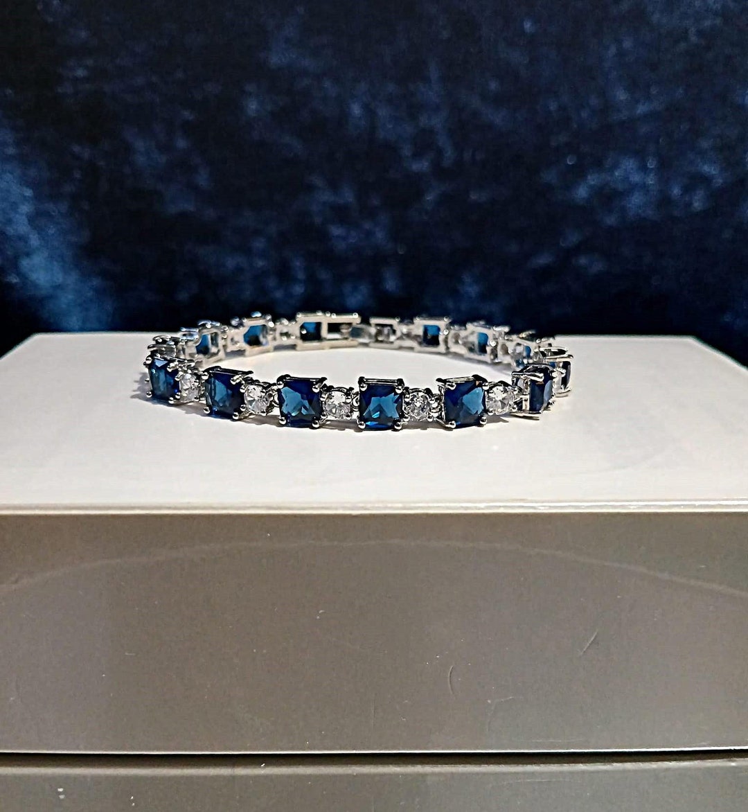 Royal Blue Bracelet in Silver Colour Setting,sapphire Blue Bridal ...