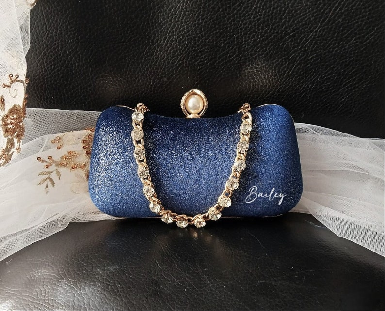 Personalized Navy Velvet Clutch Bag: Gold Hardware Evening Purse - Etsy