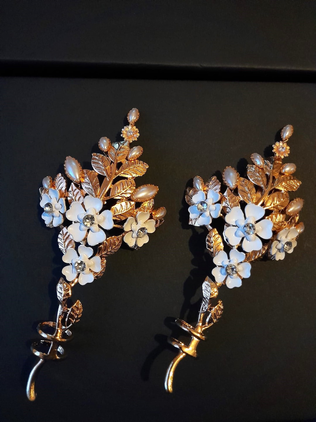 Gold Wedding Shoe Clips: Crystal Pearl Floral Heel Embellishment - Etsy
