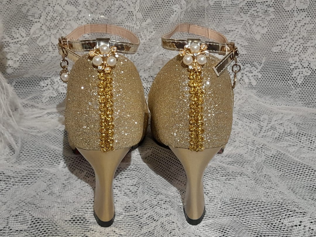 Gold Glitter Bridal Shoes,wedding Sandals,bridesmaid Shoes - Etsy