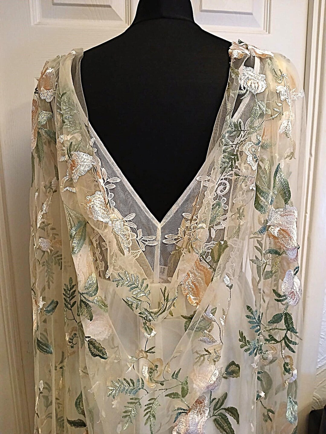 Champagne Wedding Cape Veil With Embroidery,short Bridal Cloak With ...