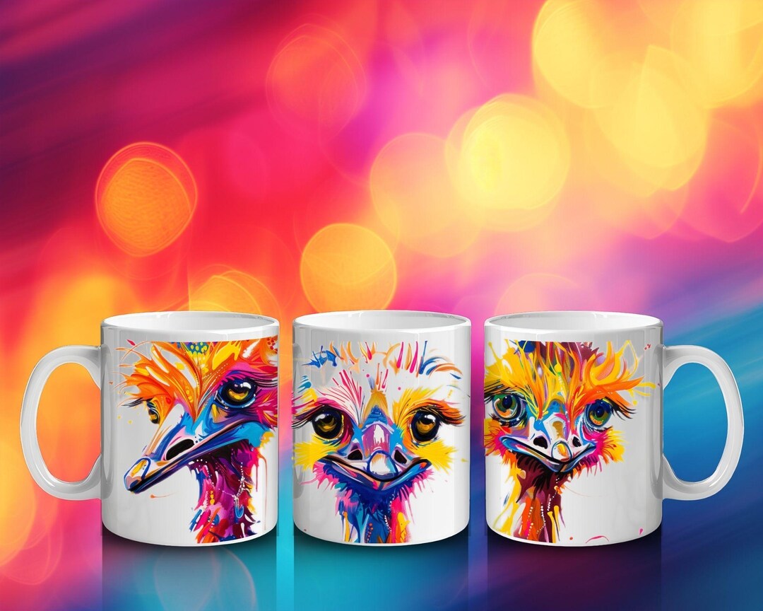 Colorful Emu Bird Coffee Mug: Abstract Art Lover Cup - Etsy