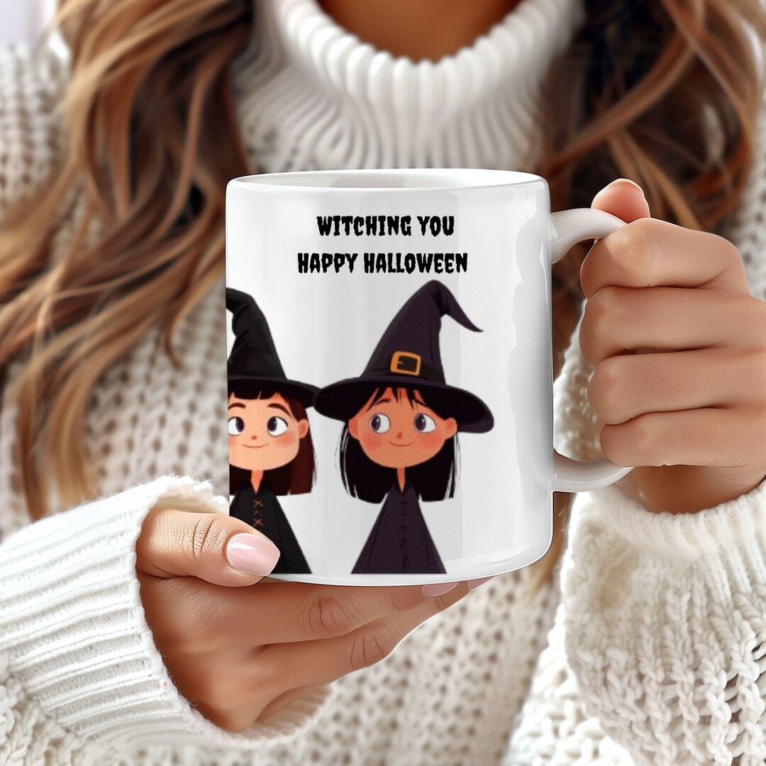 Witching You Happy Halloween Coffee Tea or Coco Mug, Cute Cartoon ...