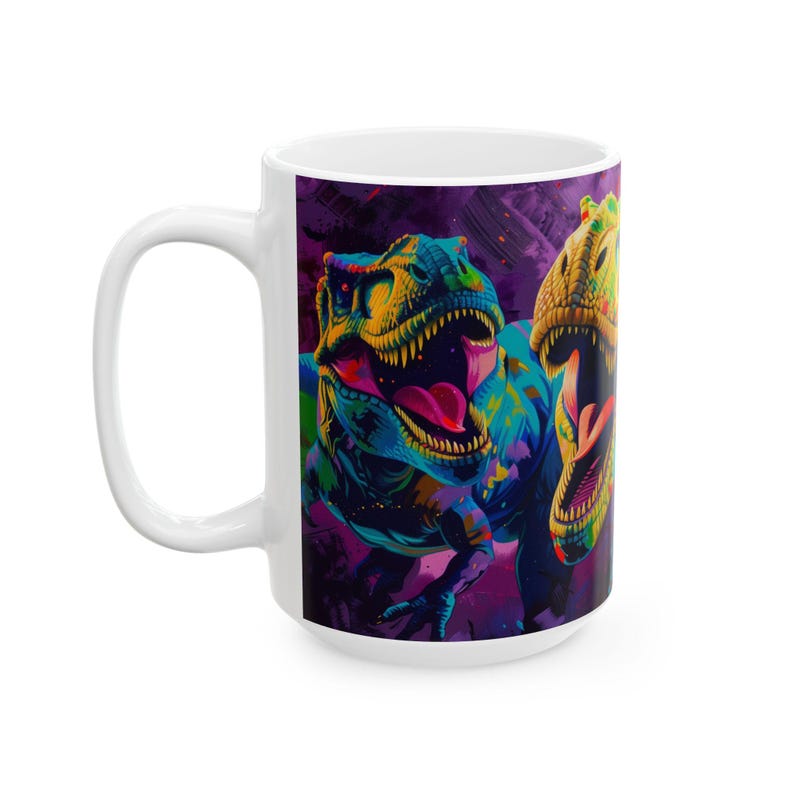 Brightly Colored T-rex Dinosaur Mug: Prehistoric Lover Cup - Etsy