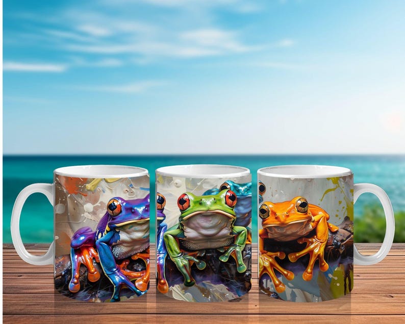 Tree Frogs Brightly Colored Amphibians Coffee Tea or Coco Mug ...