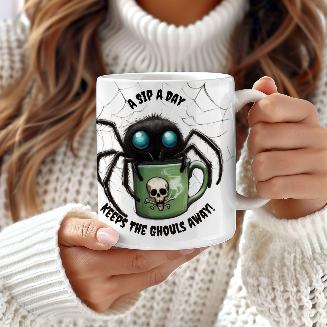 Halloween Spider Web Mug: Scary Coffee, Tea, Coco Cup - Etsy