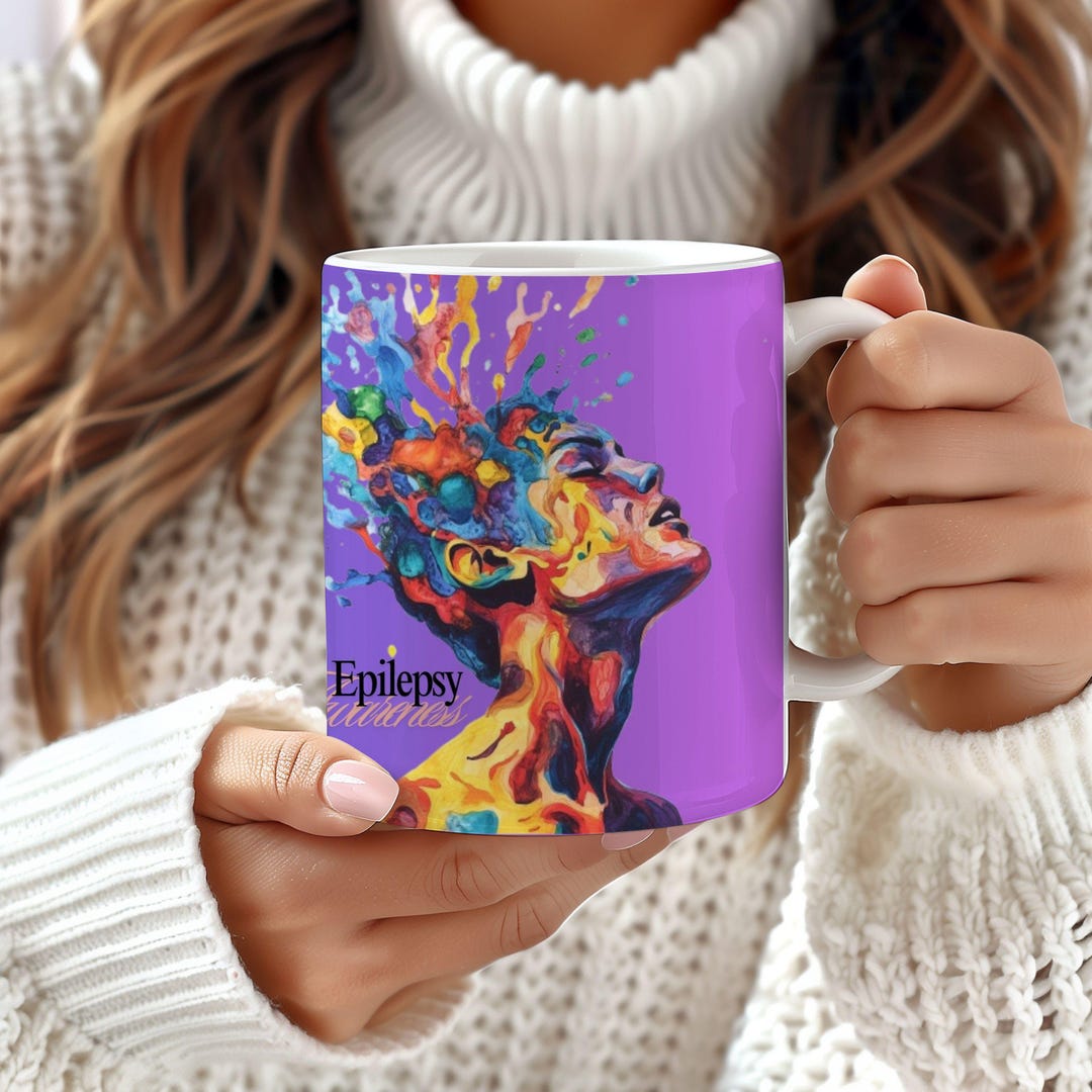 Epilepsy Awareness Mug: Artistic Coffee Cup, Vibrant Colors (11oz, 15oz ...