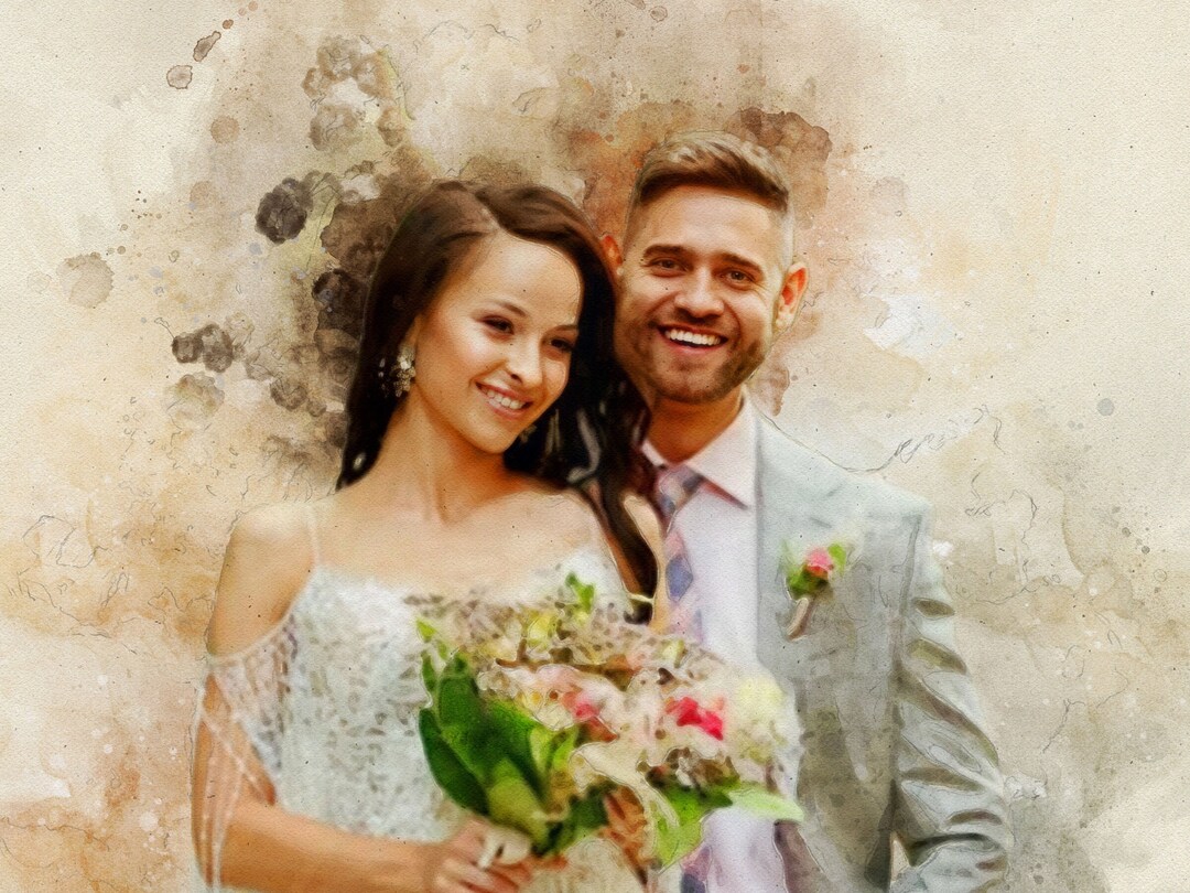 Couple Watercolor Portrait Painting From Photo Watercolor From Photo ...